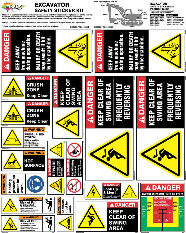 Sticker Kit - Excavator (12t to 25t) – Signbiz