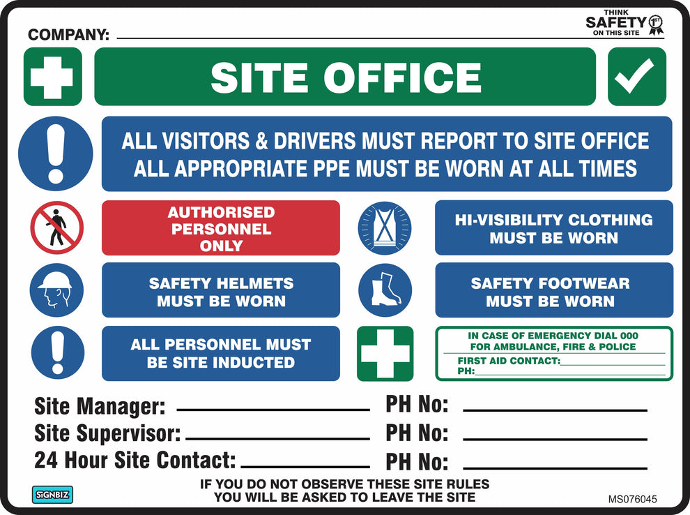 Mandatory Multi Safety Sign Site Office – Signbiz