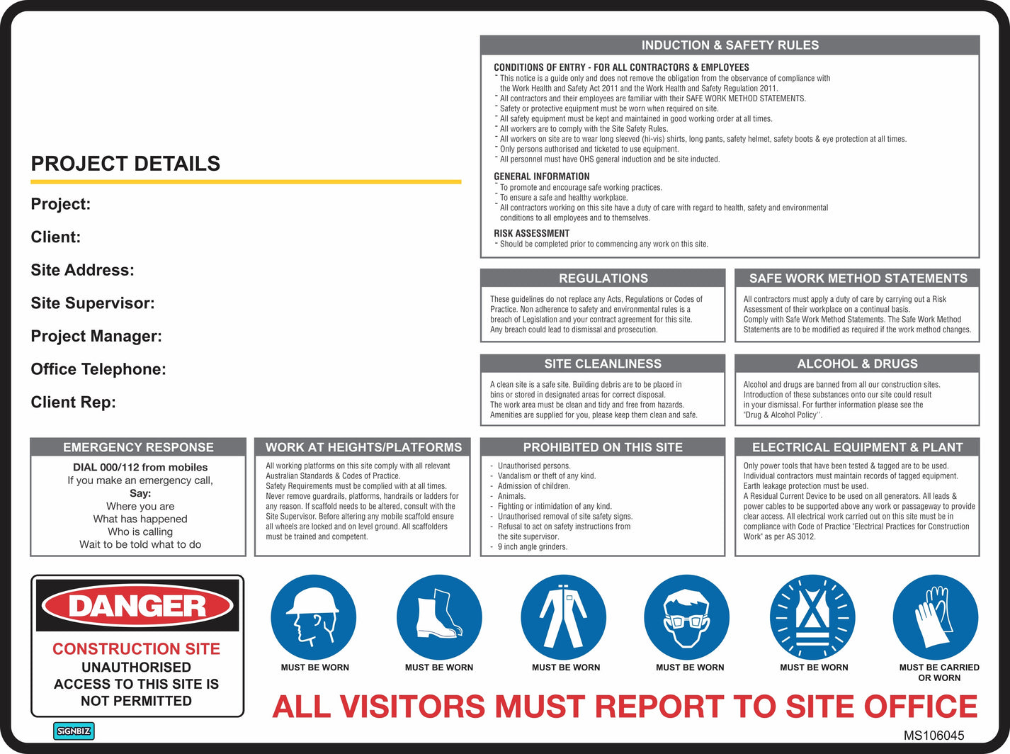 Mandatory Multi Safety Sign Project Details – Signbiz