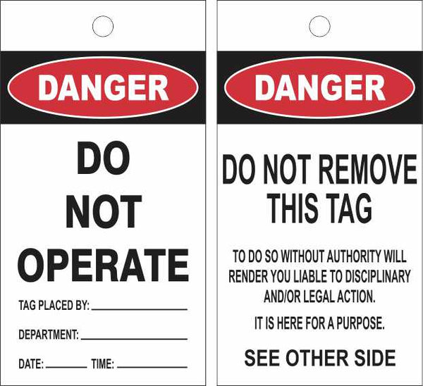 DANGER DO NOT OPERATE LOCK OUT TAG PACK OF 50 – Signbiz