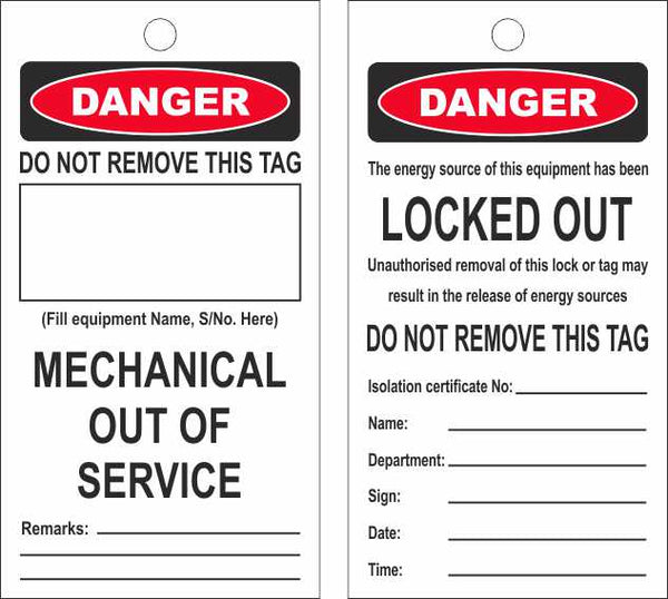 MECHANICAL OUT OF SERVICE LOCK OUT TAG PACK OF 50 – Signbiz